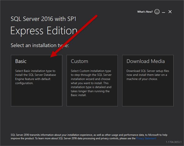 2016 SQL Server Express Installation