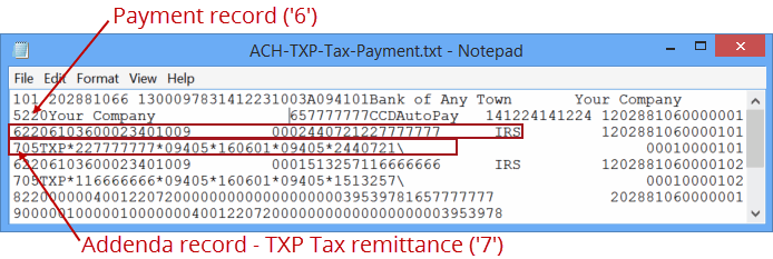 ACH-TXP Tax Payments